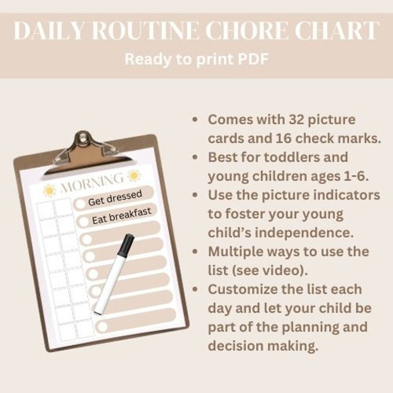 Daily Schedule Chore Chart, Picture Card Chores for Kids, Daily ...
