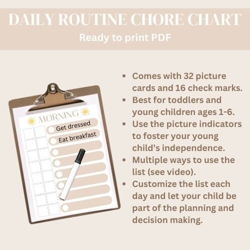 Daily Schedule Chore Chart, Picture Card Chores for Kids, Daily ...