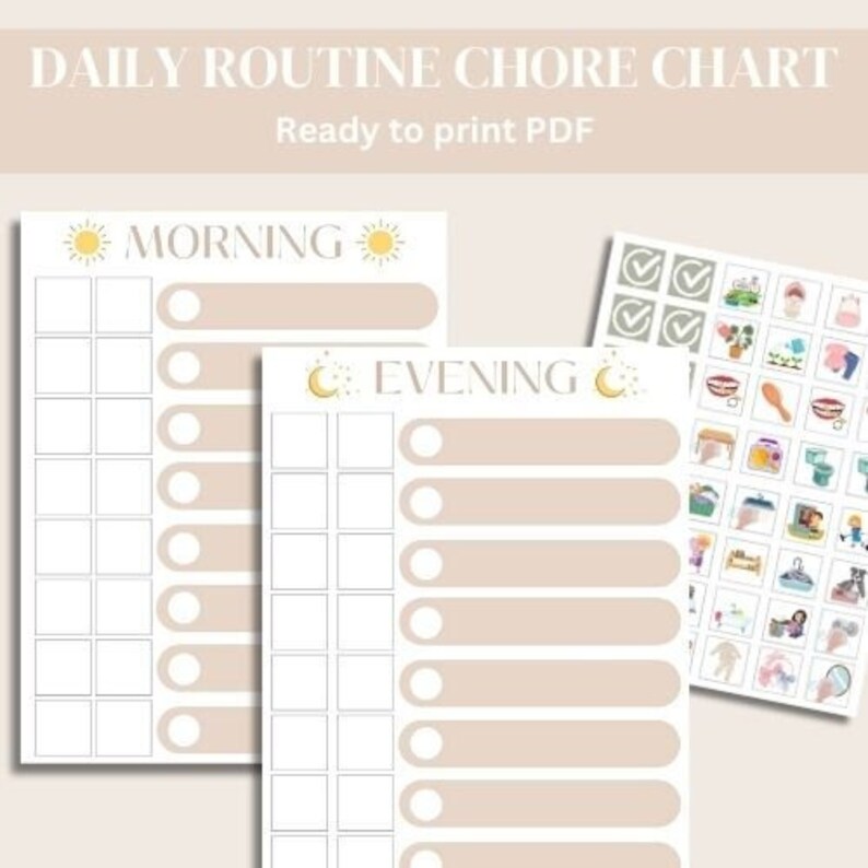 Daily Schedule Chore Chart, Picture Card Chores for Kids, Daily Activity Printable, Morning and ...
