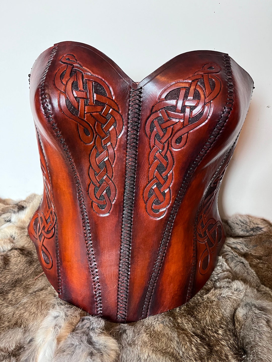 Women's Celtic Knot-work Carved Leather Corset - Etsy