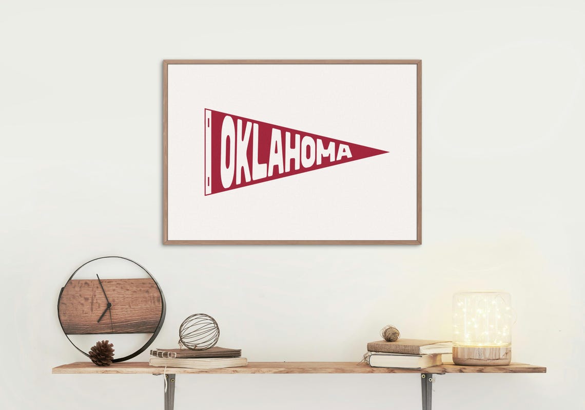 Oklahoma Pennant Digital Print | Oklahoma Sooners | College Dorm Decor ...