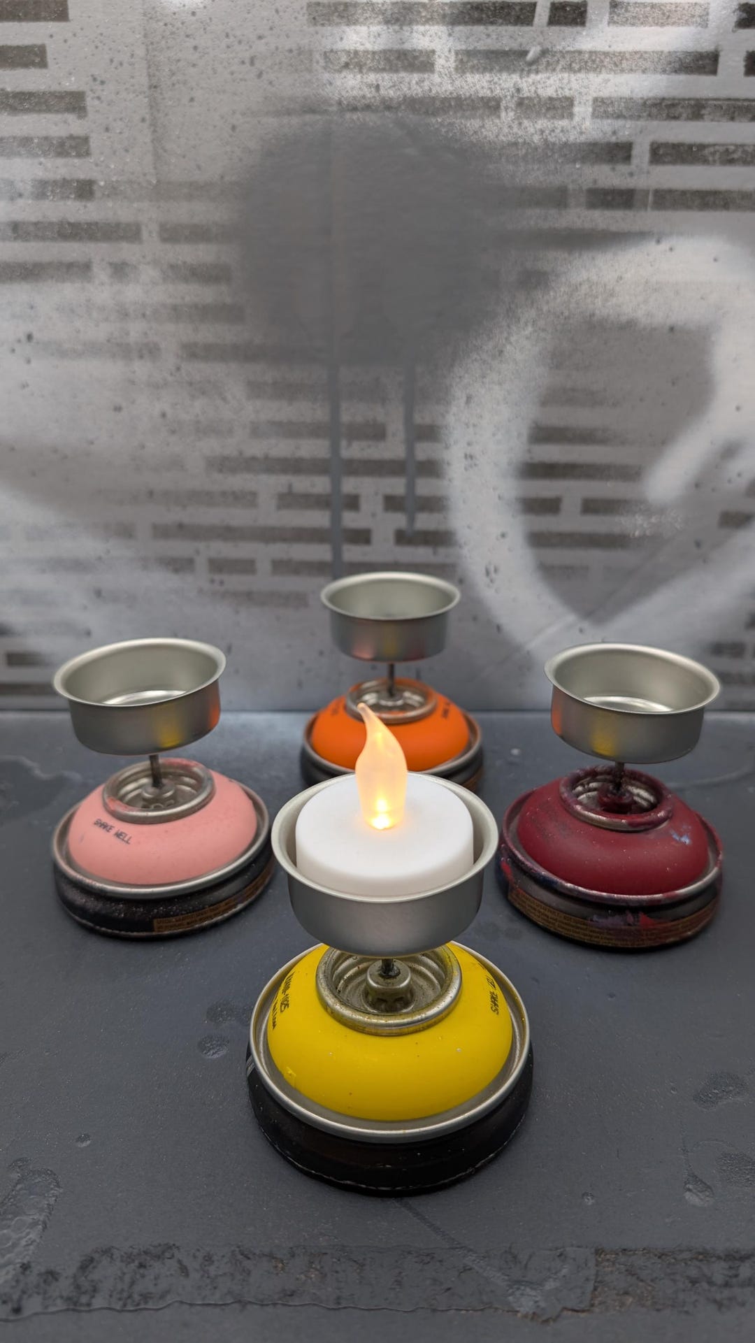 Graffiti Spark Tealight Holder - Unique Piece Made From Recycled Spray ...