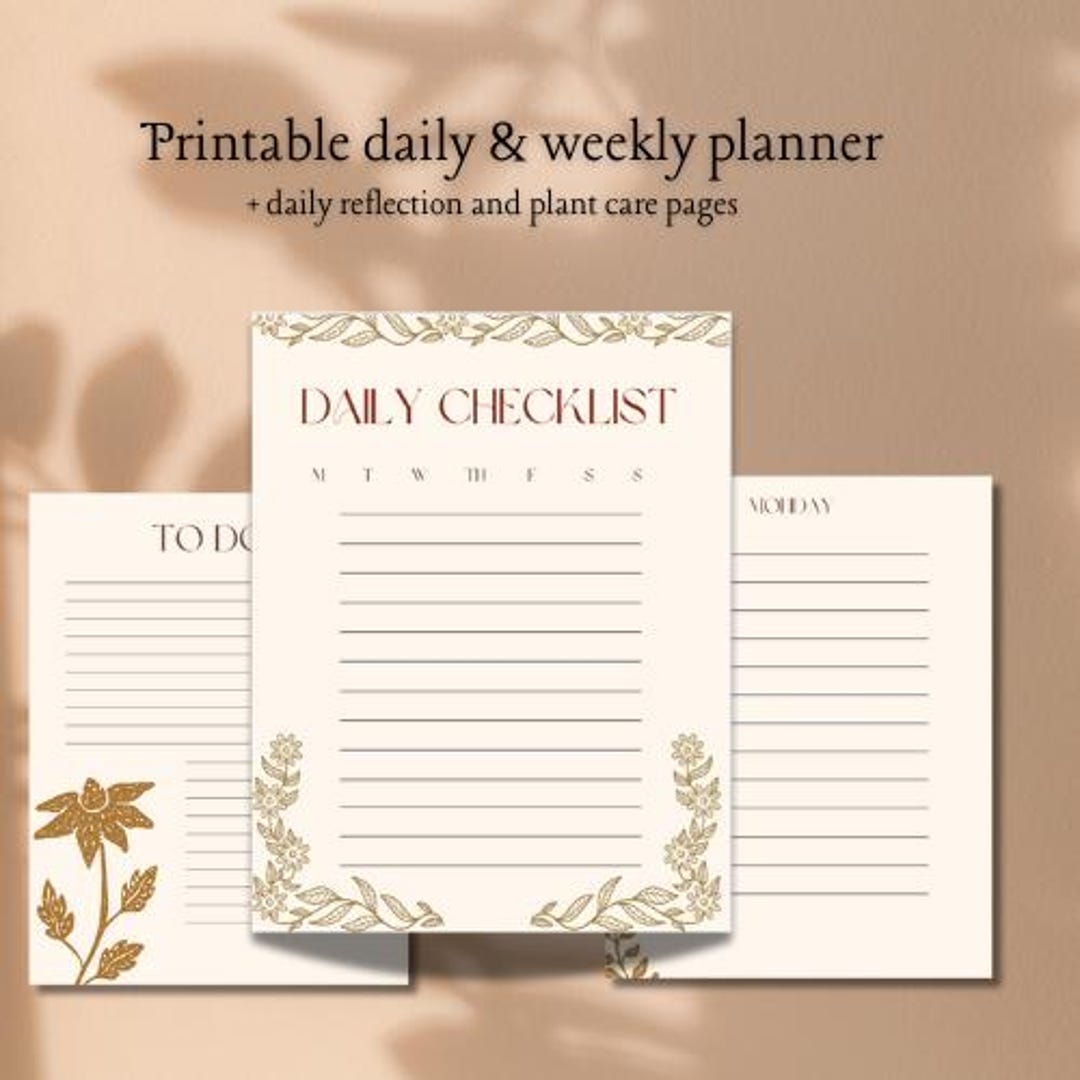 Printable Daily and Weekly Planner Daily Reflections To-do Lists Plant ...