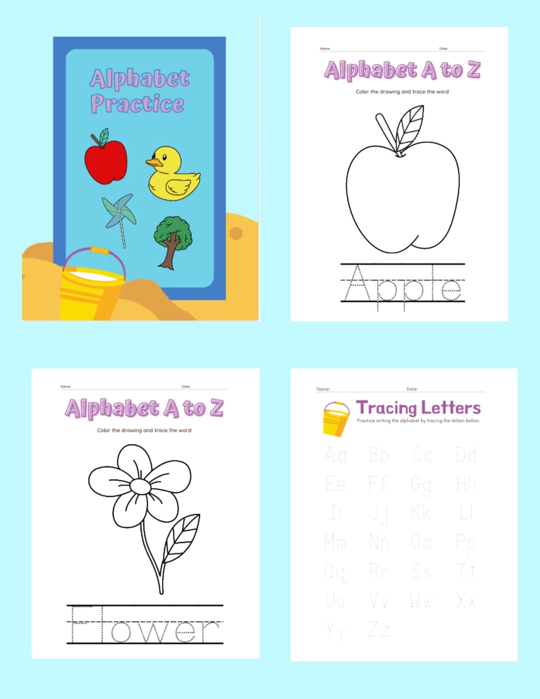 Alphabet Learning Worksheets - Etsy