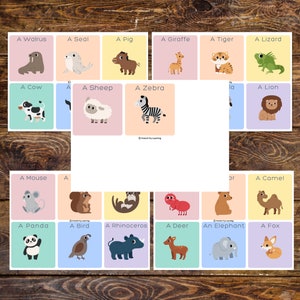 English Printable Animal Flash Cards Homeschool Posters Classroom Decor ...
