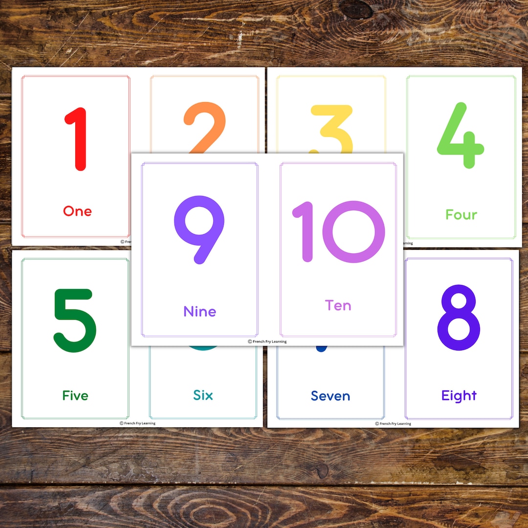 ENGLISH Printable French Numbers 1-10 Flash Card Homeschool Posters ...
