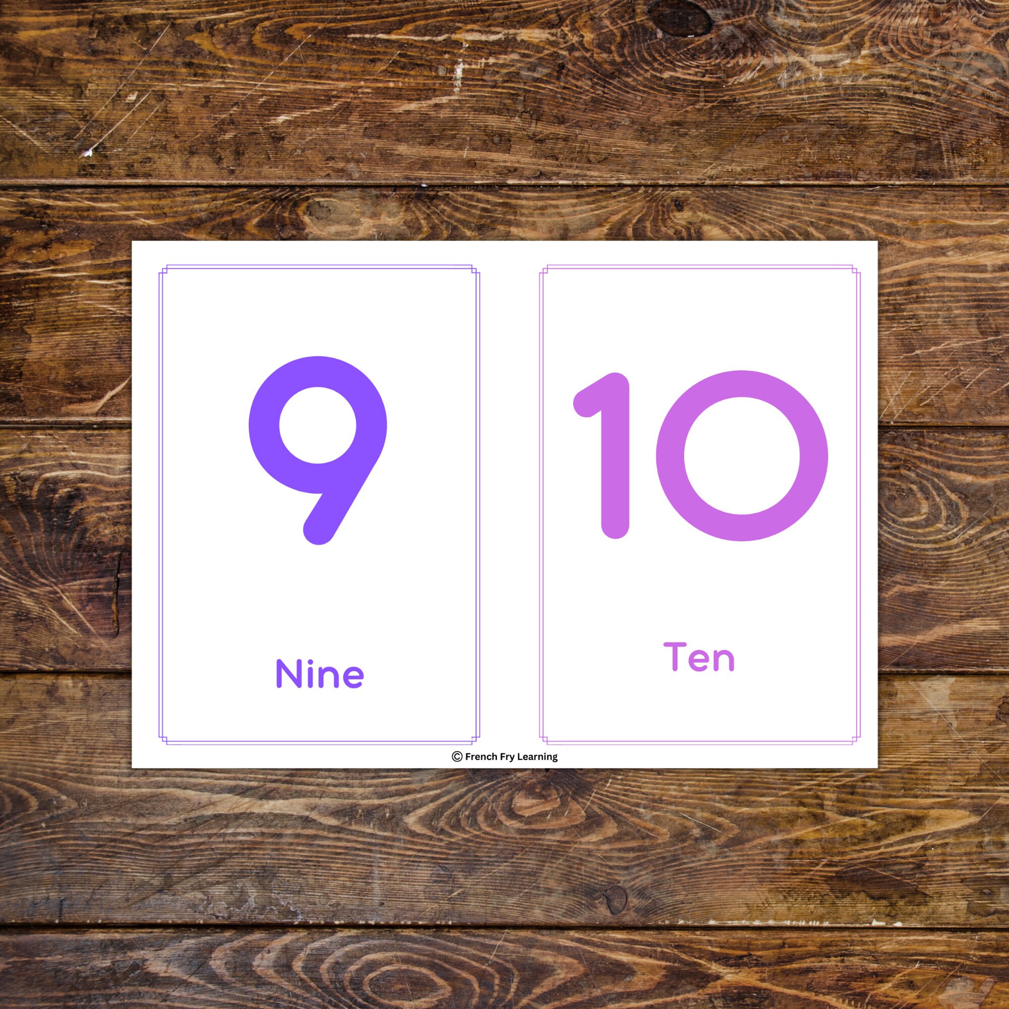 ENGLISH Printable French Numbers 1-10 Flash Card Homeschool Posters ...