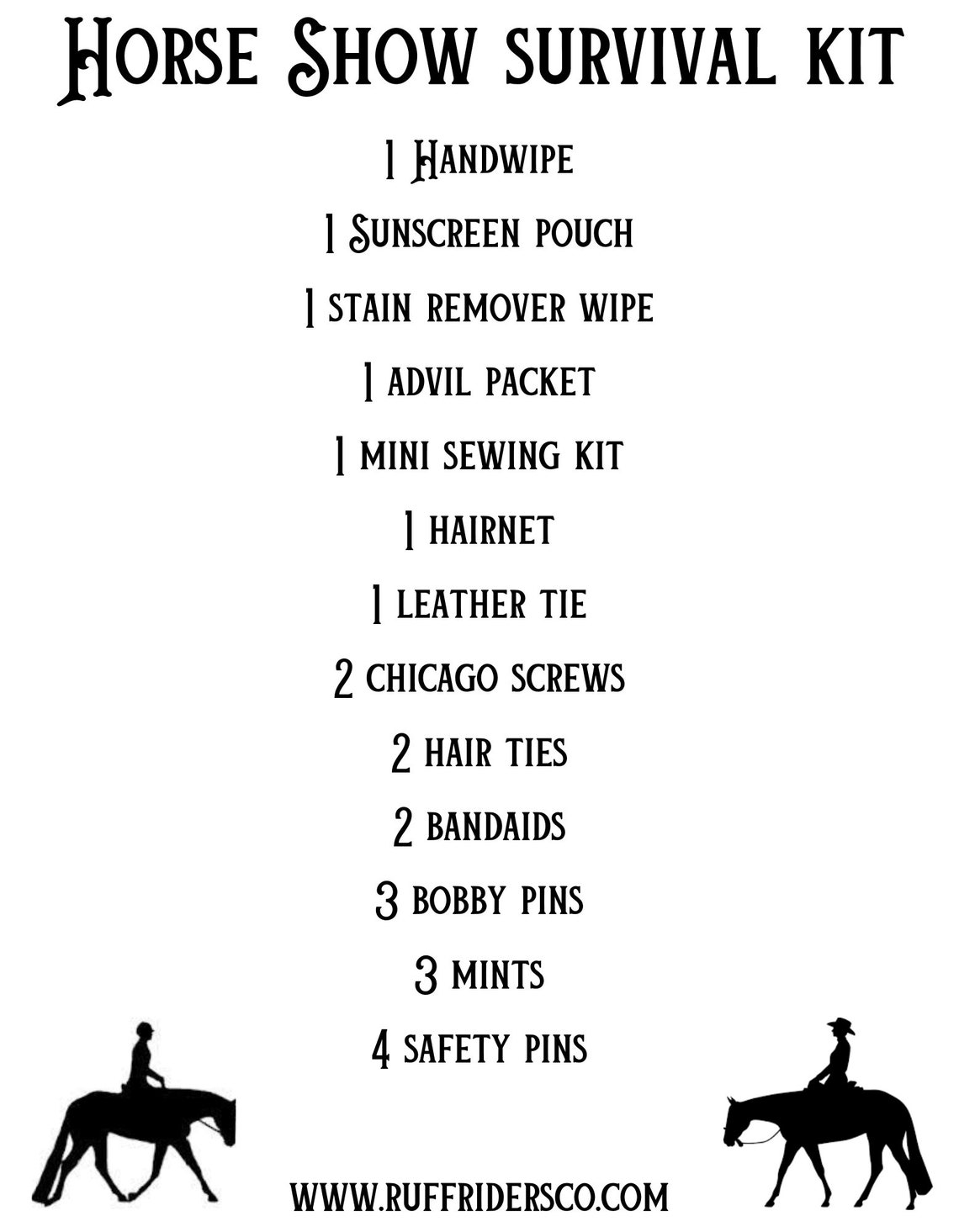 Horse Show Survival Kit - Etsy