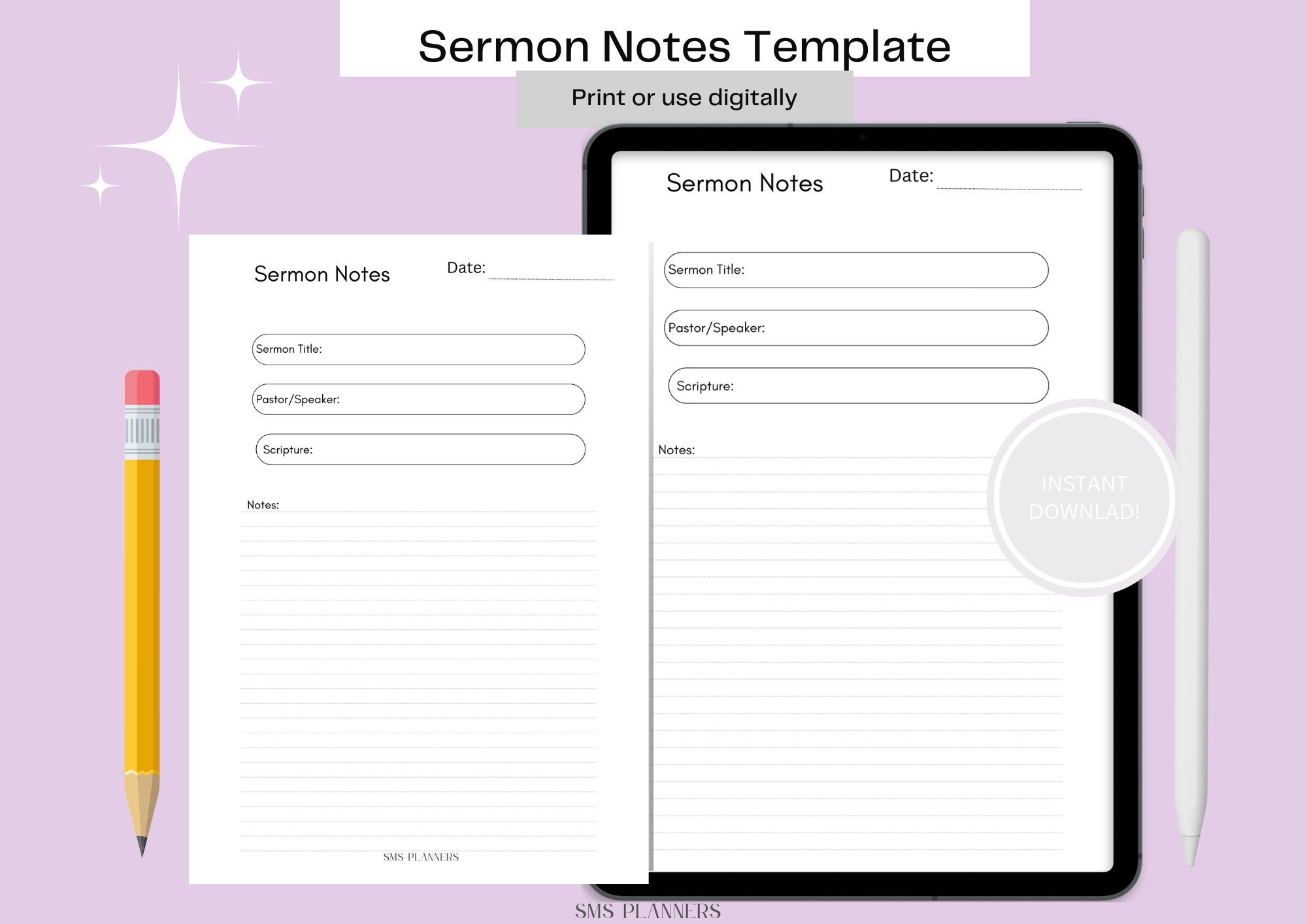 Printable Sermon Notes Template/instant Download/ A4a5letter - Etsy