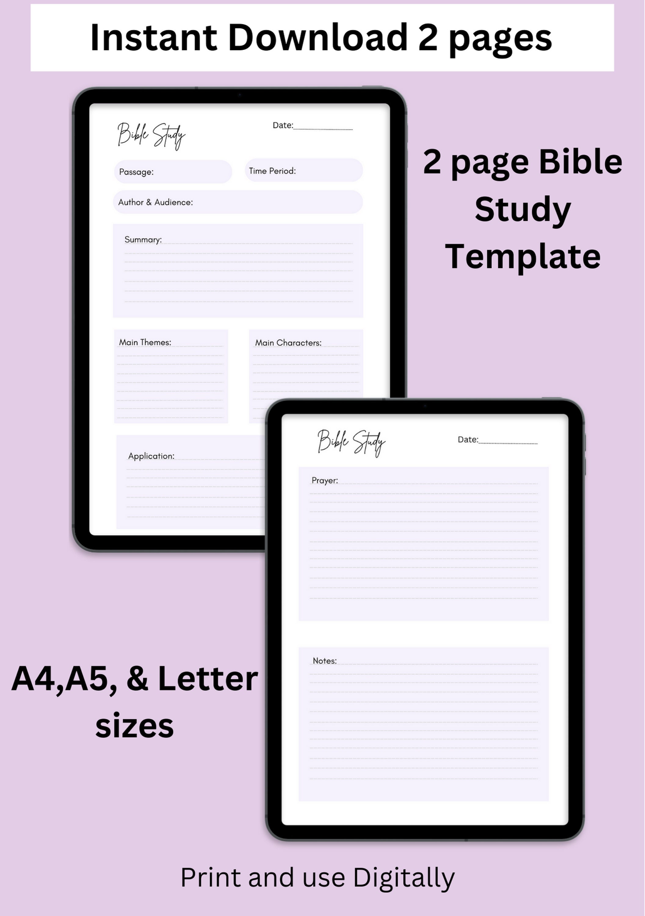 Printable Bible Study Template / A4,a5,letter Sizes - Etsy