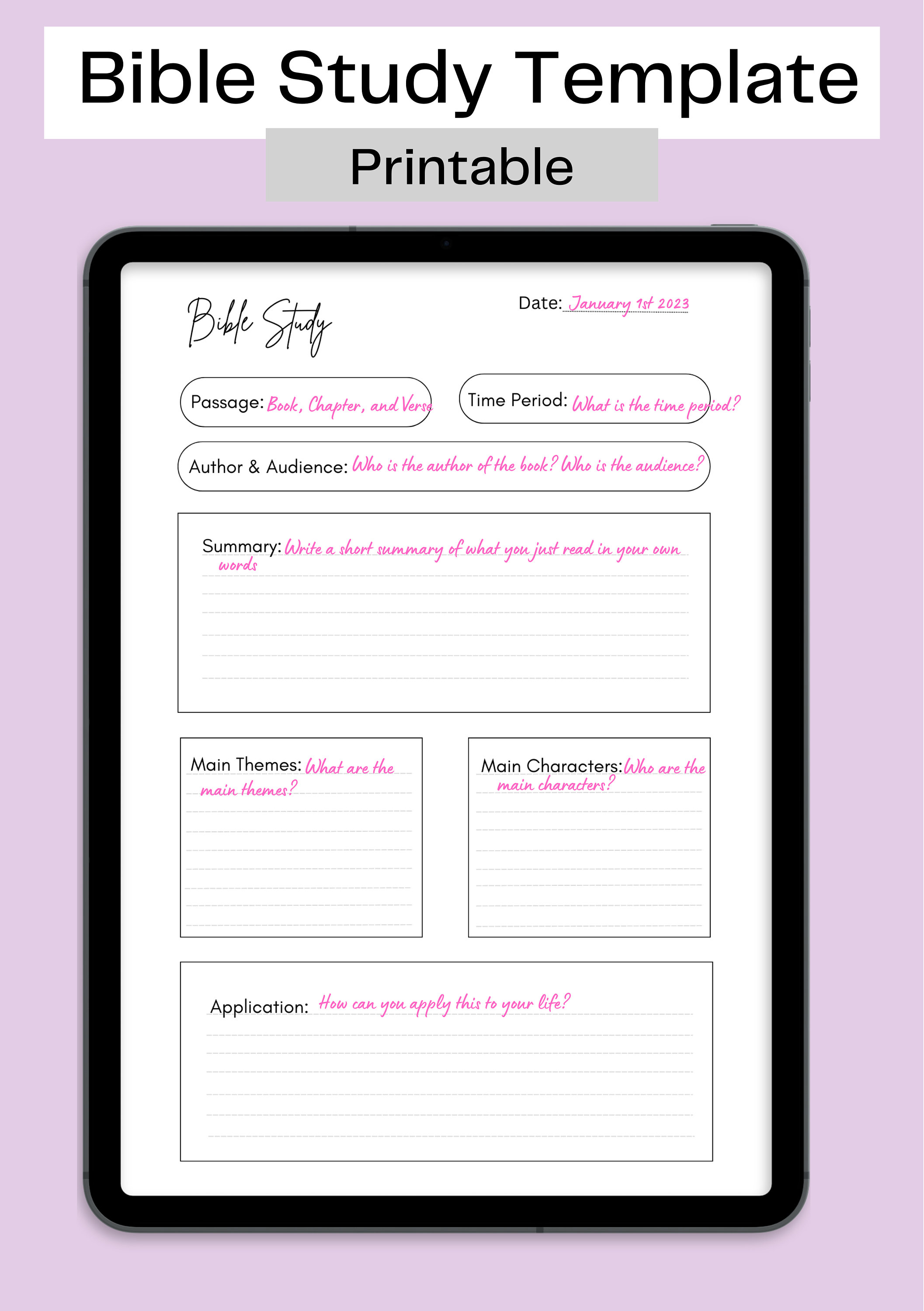 Printable Bible Study Template / A4,a5,letter Sizes - Etsy