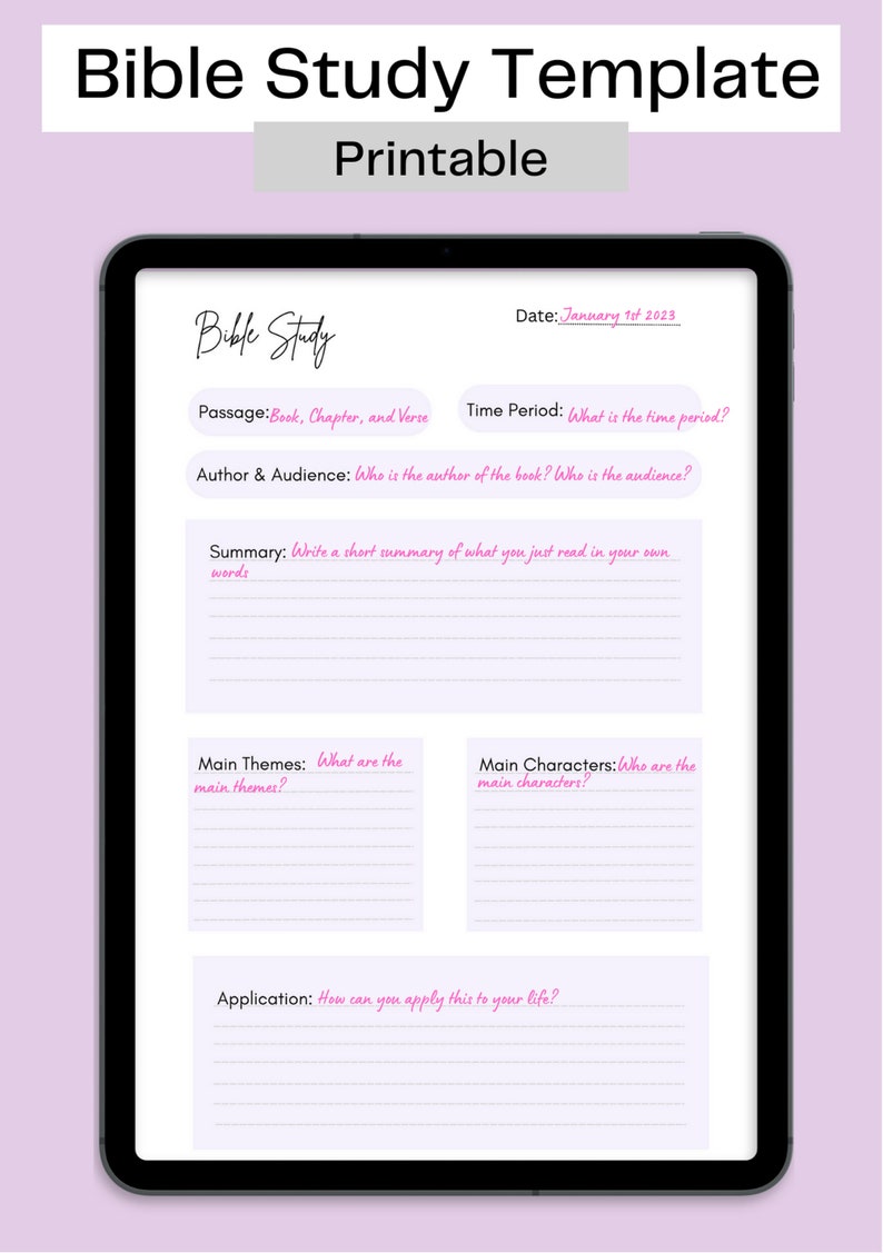 Printable Bible Study Template / A4,a5,letter Sizes - Etsy