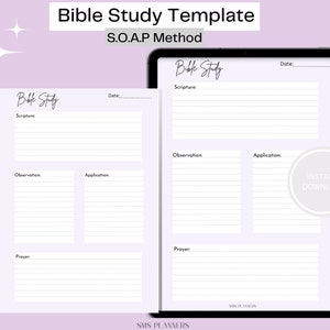 Printable Bible Study Template S.O.A.P Method / A4a5letter - Etsy