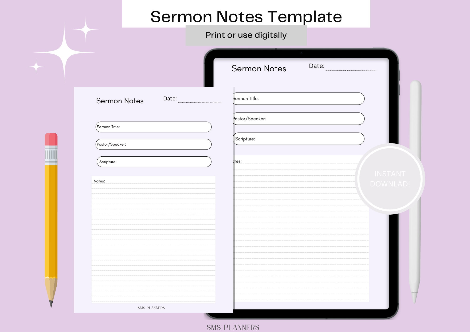 Printable Sermon Notes Template/instant Download/ A4a5letter - Etsy