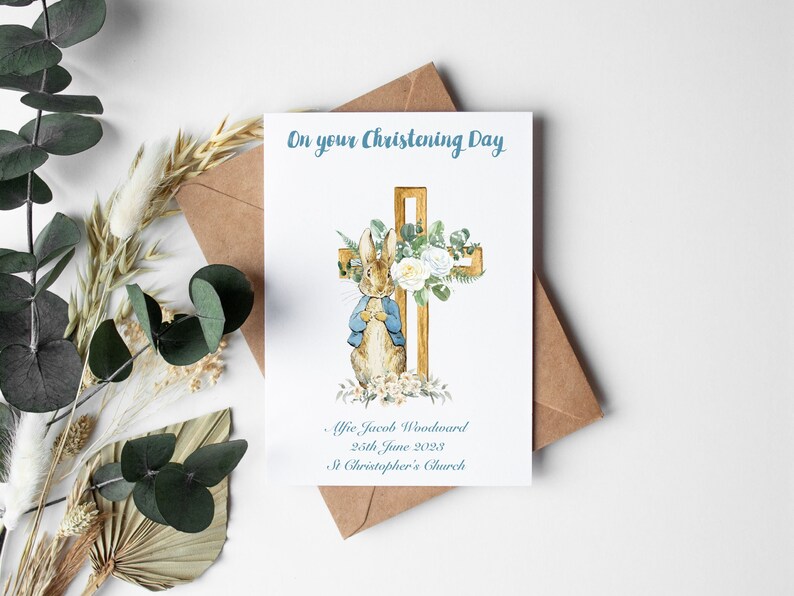 Personalised Peter Rabbit Christening Card - Etsy