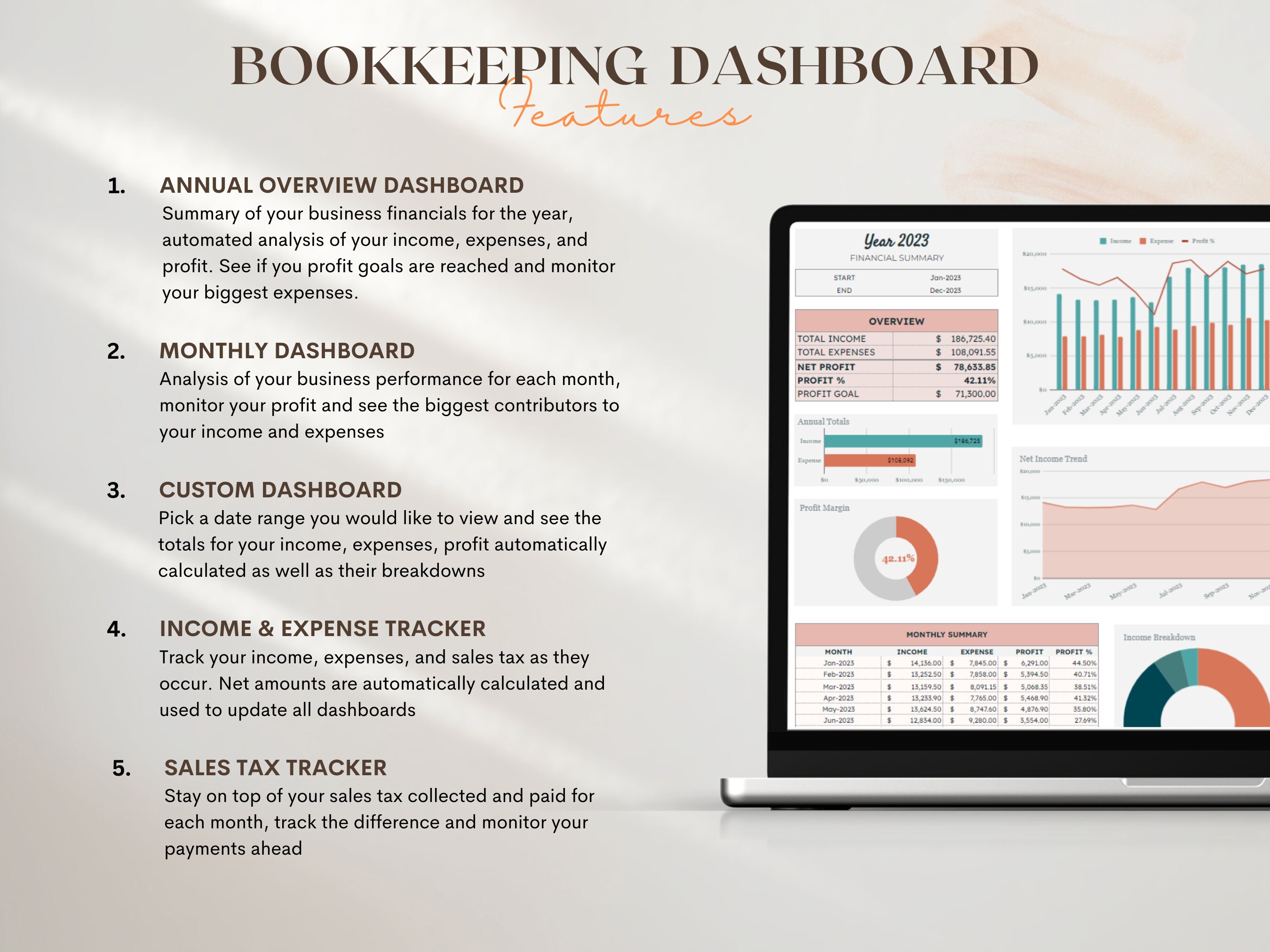 Small Business Bookkeeping, Easy Bookkeeping Template, Income Expense ...