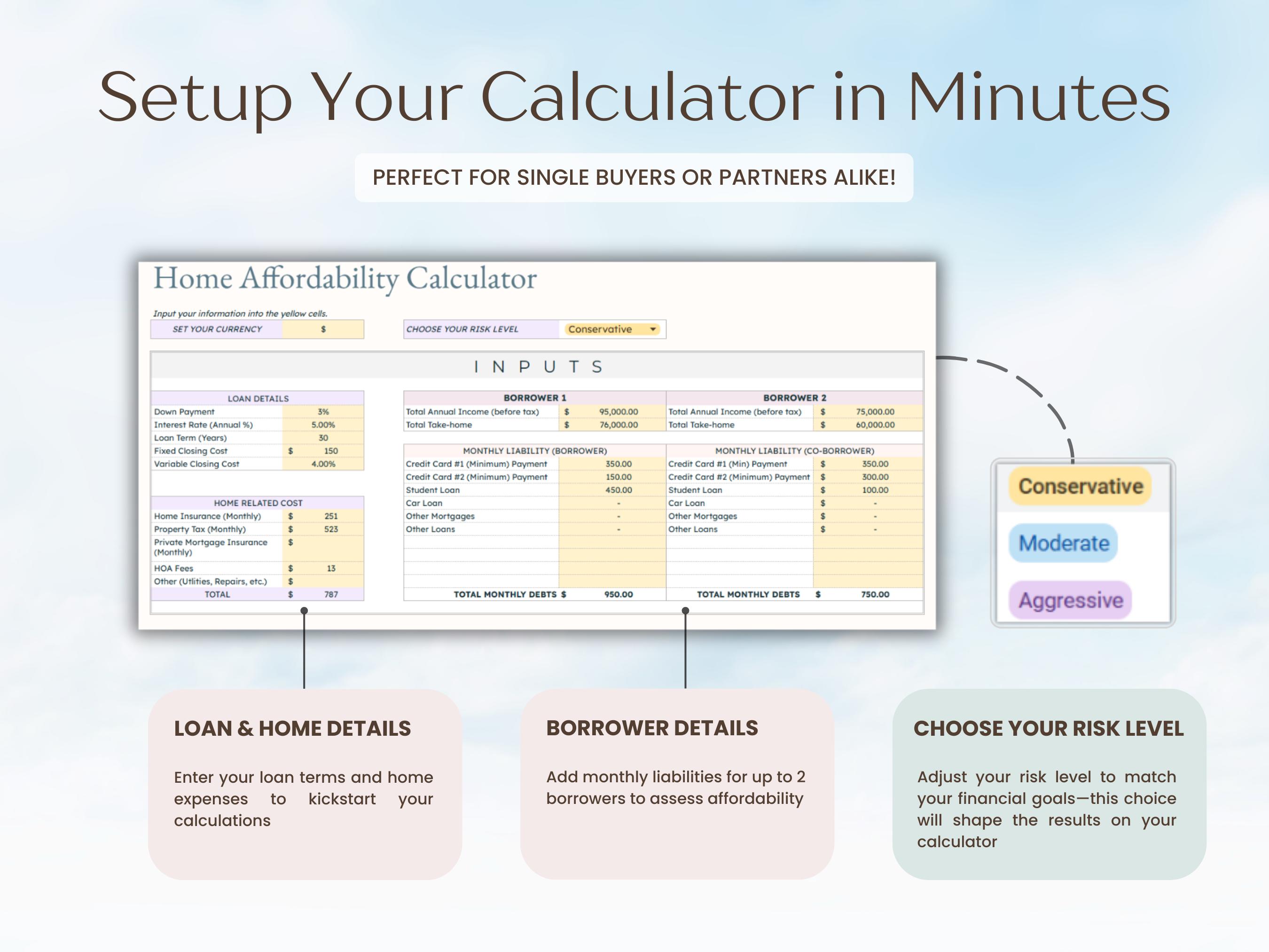 Home Affordability Mortgage Calculator Template Google Sheets Real ...