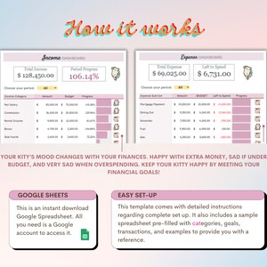 Interactive Wealth Planner Dashboard Cute Cat Kitty Financial Planner ...