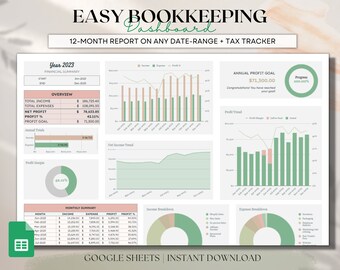Small Business Bookkeeping Spreadsheet, Excel Budget Template, Google Sheets, Profit and Loss ...