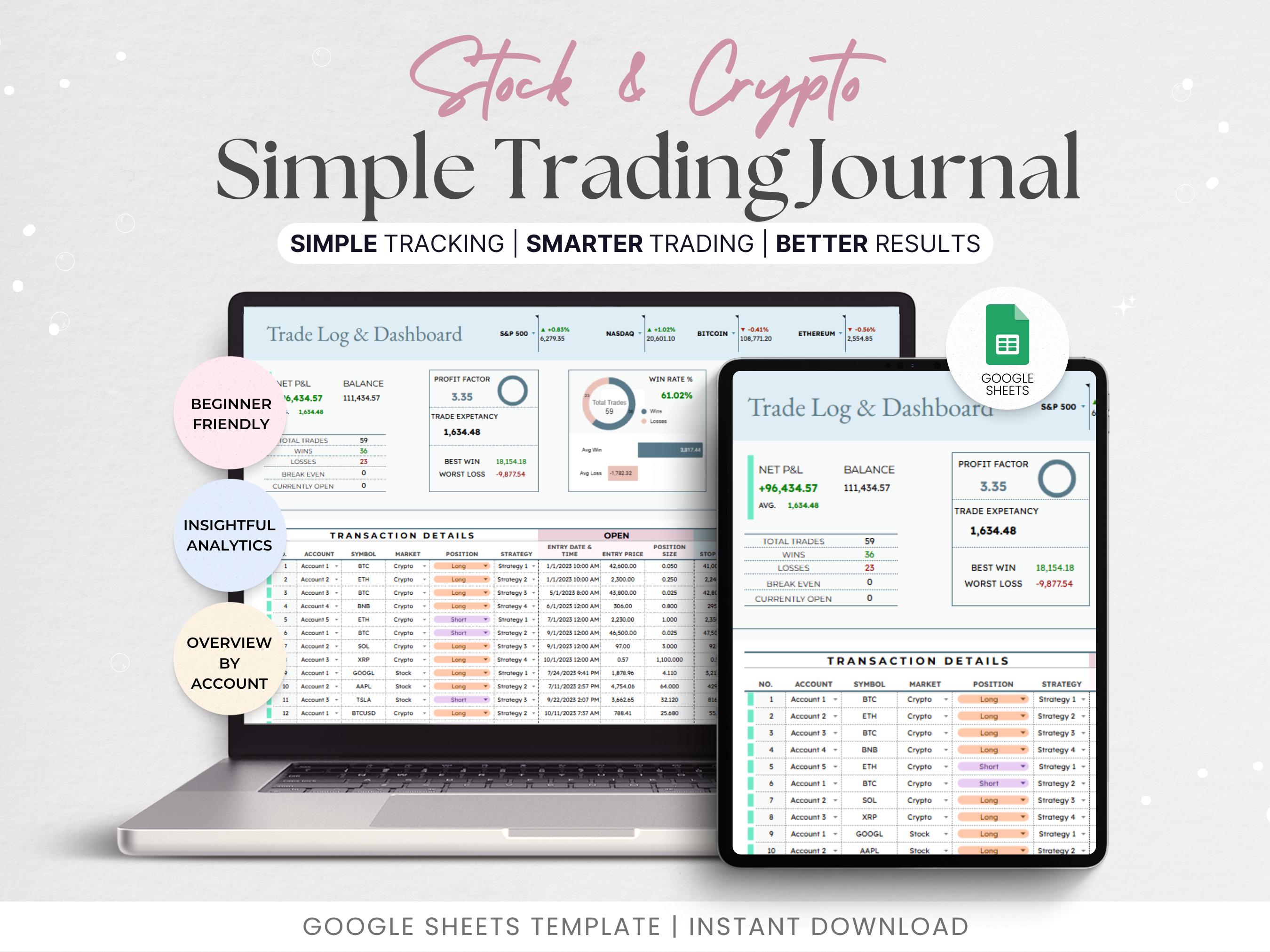 Simple Trading Journal Beginner Friendly Trade Diary Strategy Market ...