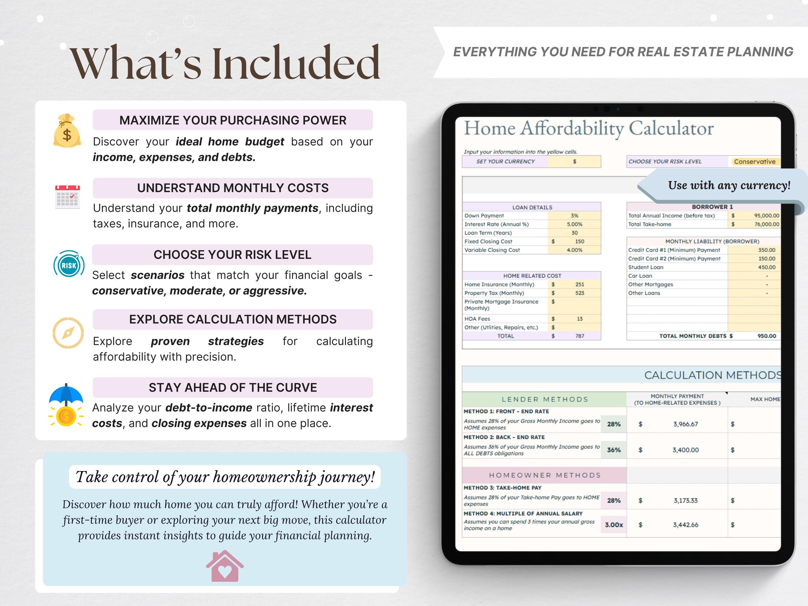 Home Affordability Mortgage Calculator Template Google Sheets Real ...