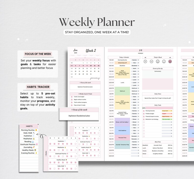 2025 Life Planner Google Sheets | Daily Schedule, To-do, Task Tracker ...