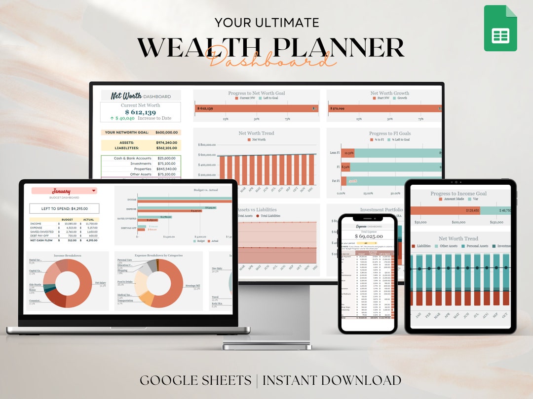 Ultimate Wealth Planner Dashboard, Budget Template, Financial Planner ...