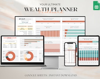 Interactive Wealth Planner Dashboard Cute Cat Kitty Financial Planner ...
