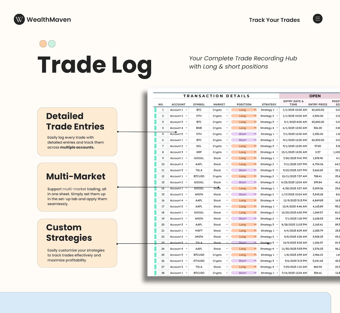 Simple Trading Journal | Beginner Friendly Trade Log Strategy Tracker ...