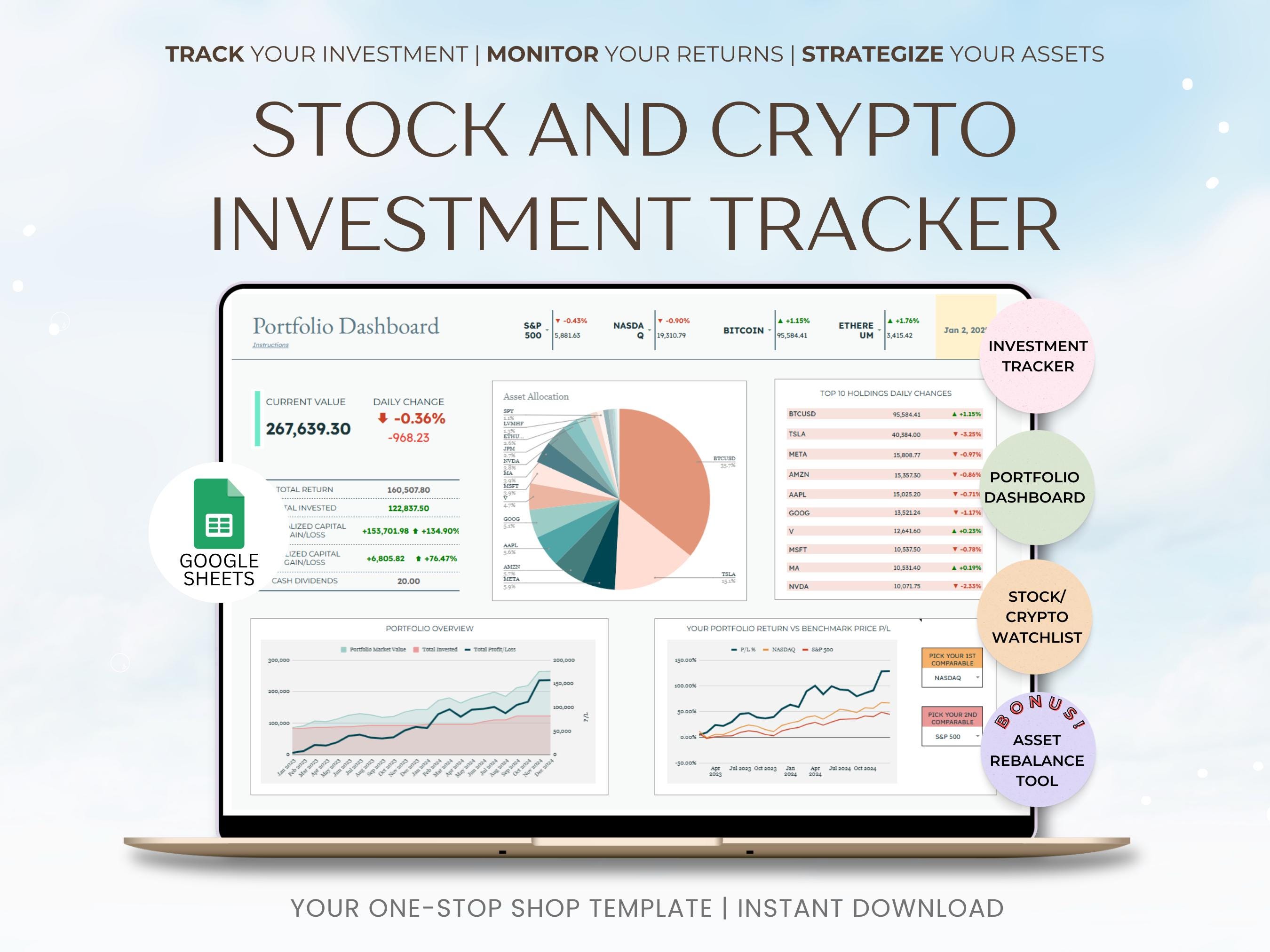 Stock Crypto Investment Tracker Spreadsheet Trading Journal Tracker ...