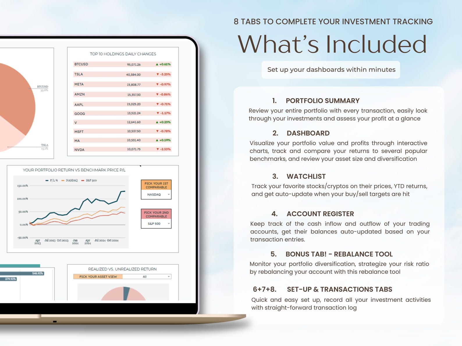 Stock Crypto Investment Tracker Spreadsheet Trading Journal Tracker ...