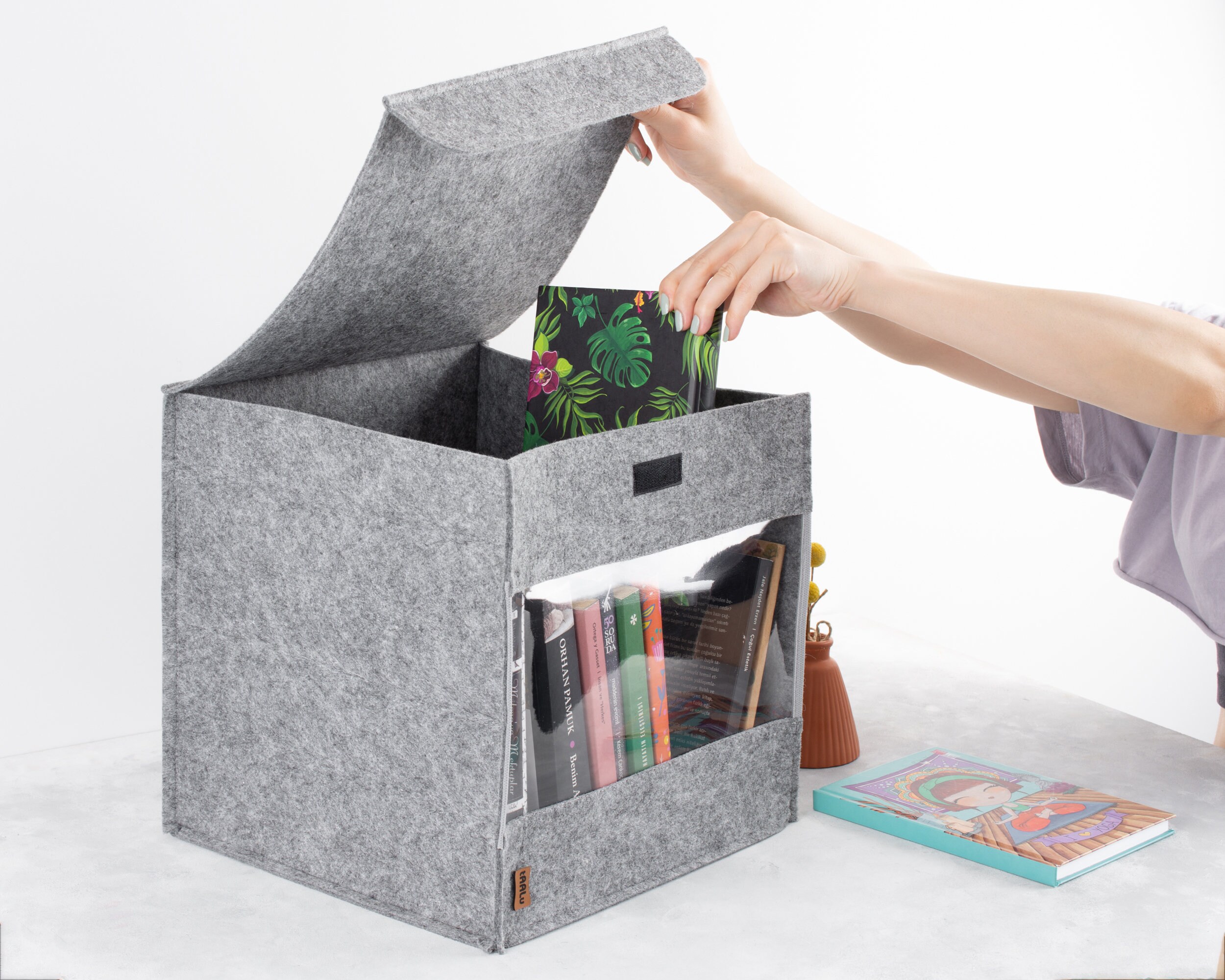 Taalu-modern Storage Basket With Lid and Windowed, Household Storage, Possible in Custom Size ...