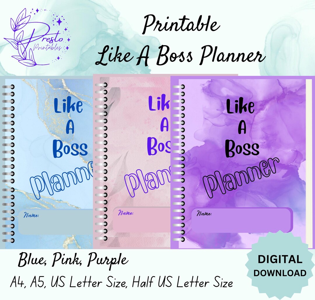 Printable Like A Boss Planner, Simple Planner, Multiple Colors ...