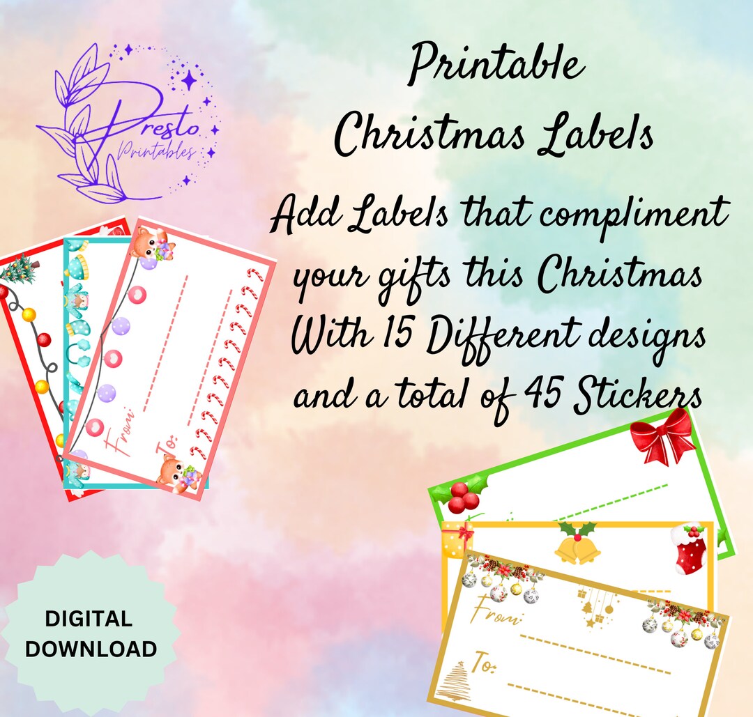 Printable and Editable Christmas Sticker Labels, Digital Christmas ...