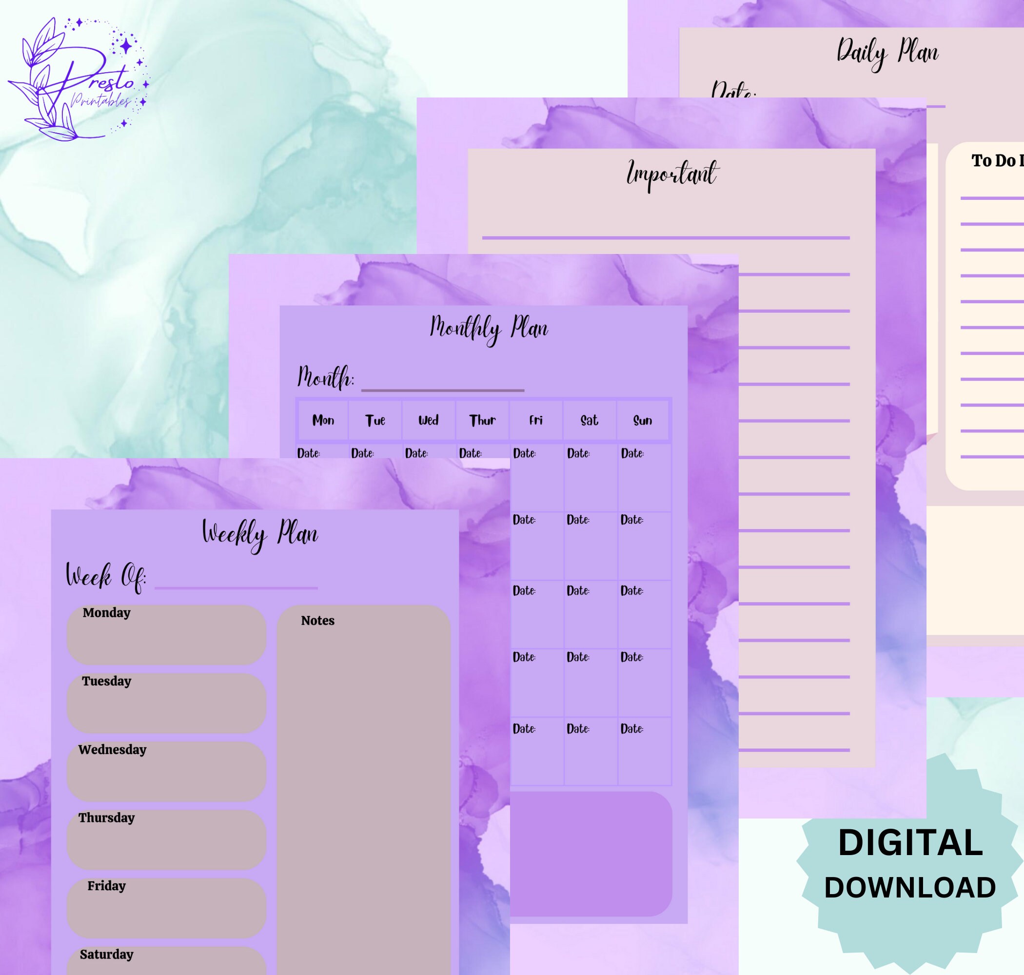 Printable Like A Boss Planner, Simple Planner, Multiple Colors ...