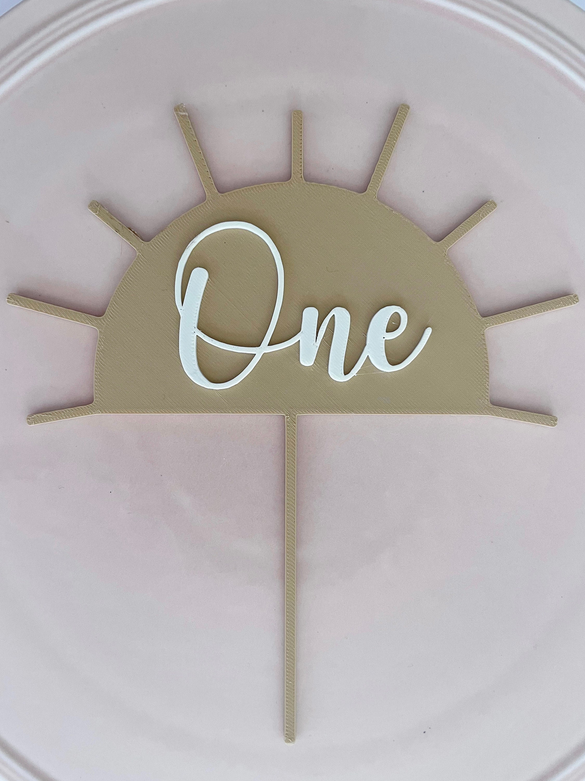 3D Printed Cake Topper, Boho Baby Cake Topper, Sun Cake Topper, First ...