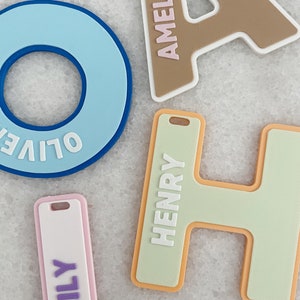 Personalised Letter Bag Tag or Keyring, Custom Name Bag Tag for Kids ...