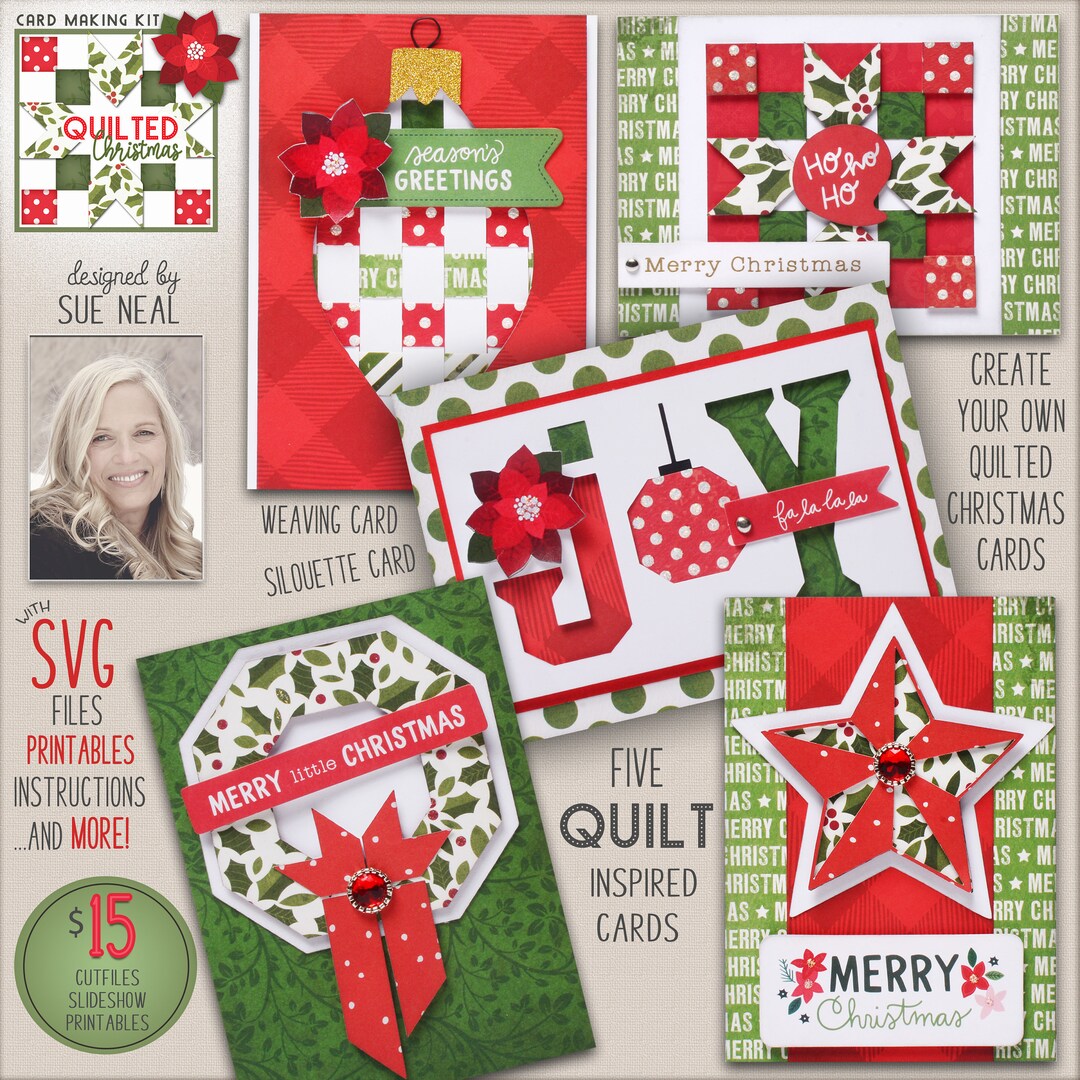 Instant Download SVG Files QUILTED Christmas Cards, Christmas Card Kit ...