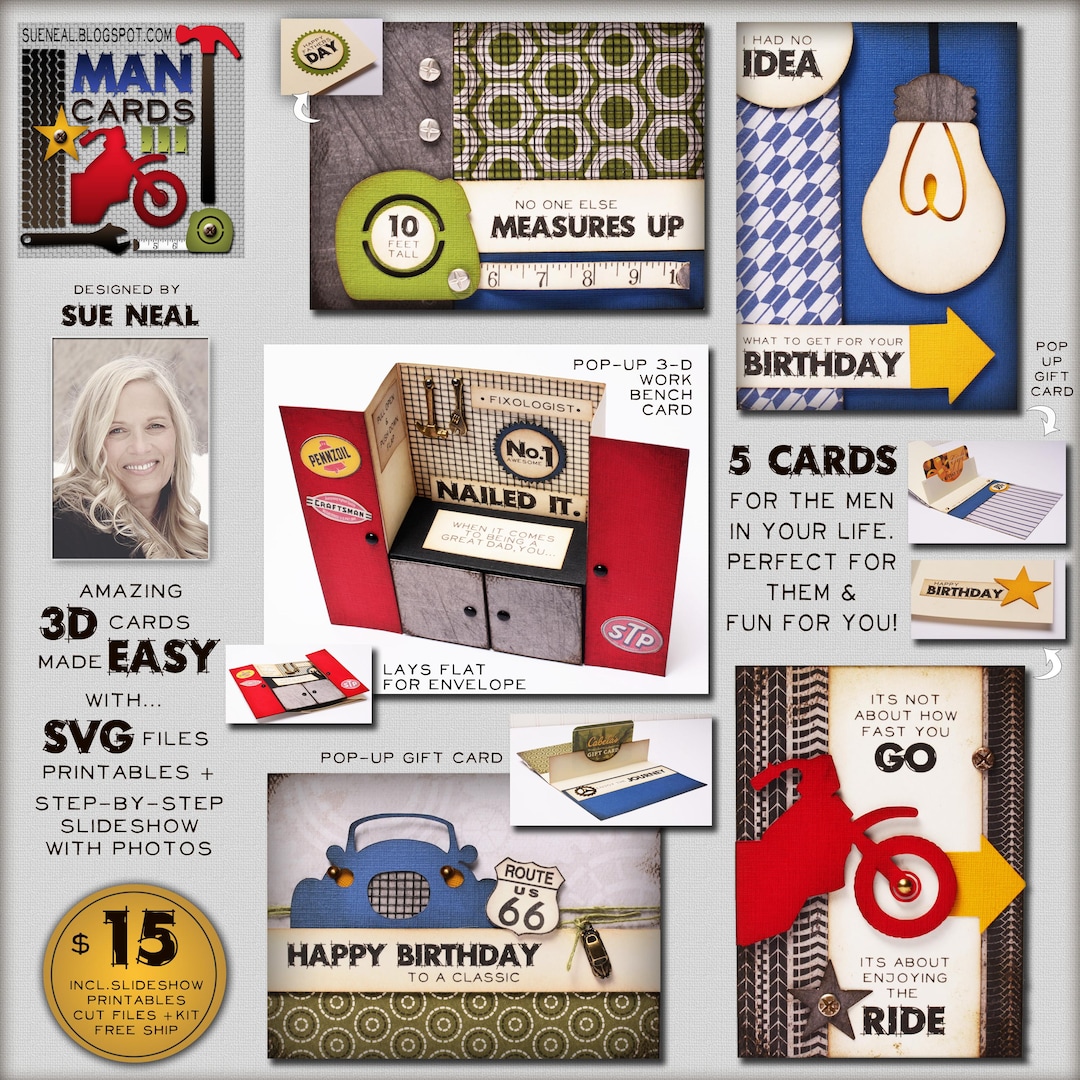 Instant Download SVG Files MAN Masculine Cards, Birthday Cards for Men ...