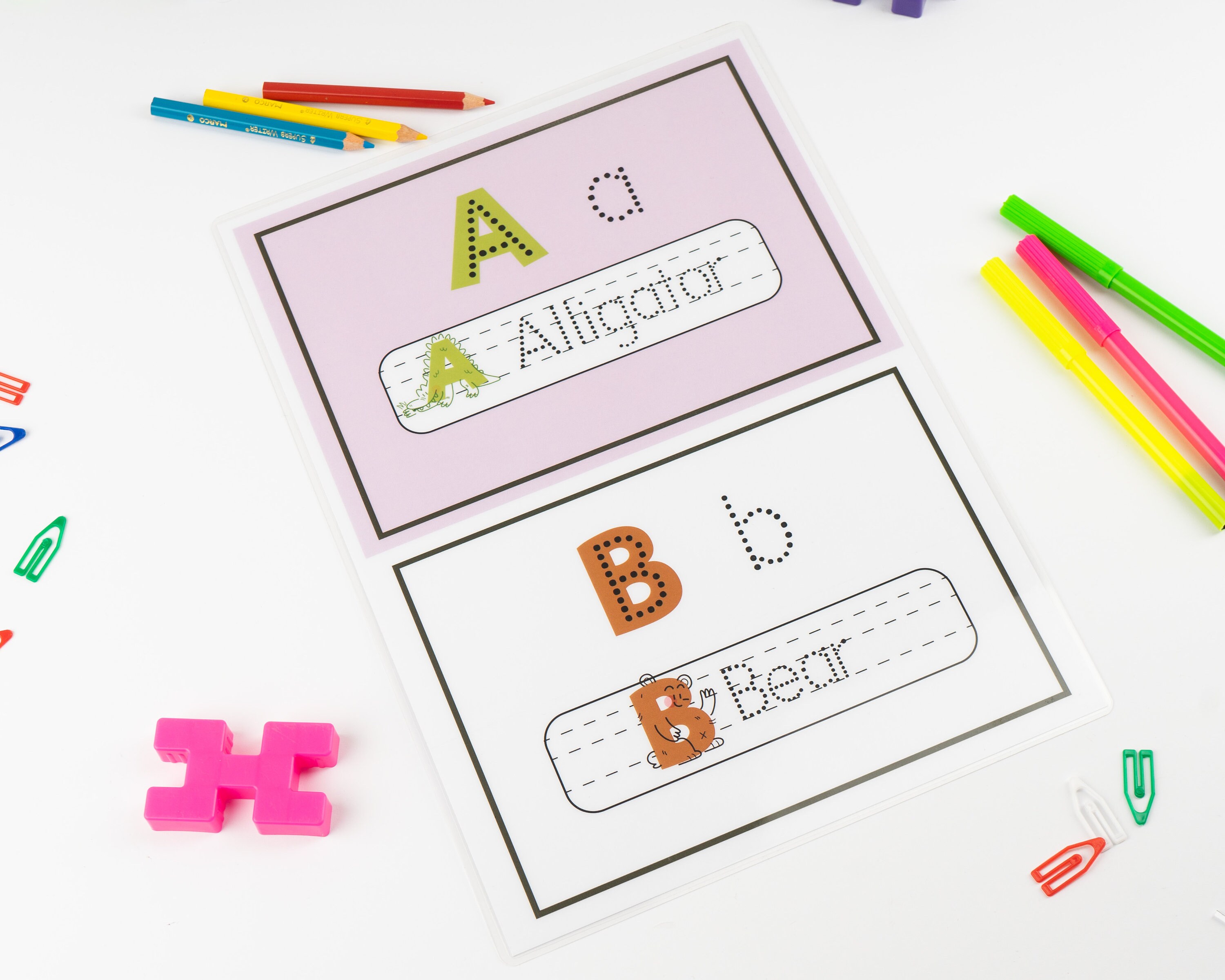 Handwriting Practice Cards for Kids, A - Z Alphabet With Zoo Animals ...