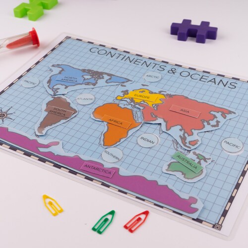 World Map Puzzle for Kids Continents and Oceans Personalized - Etsy