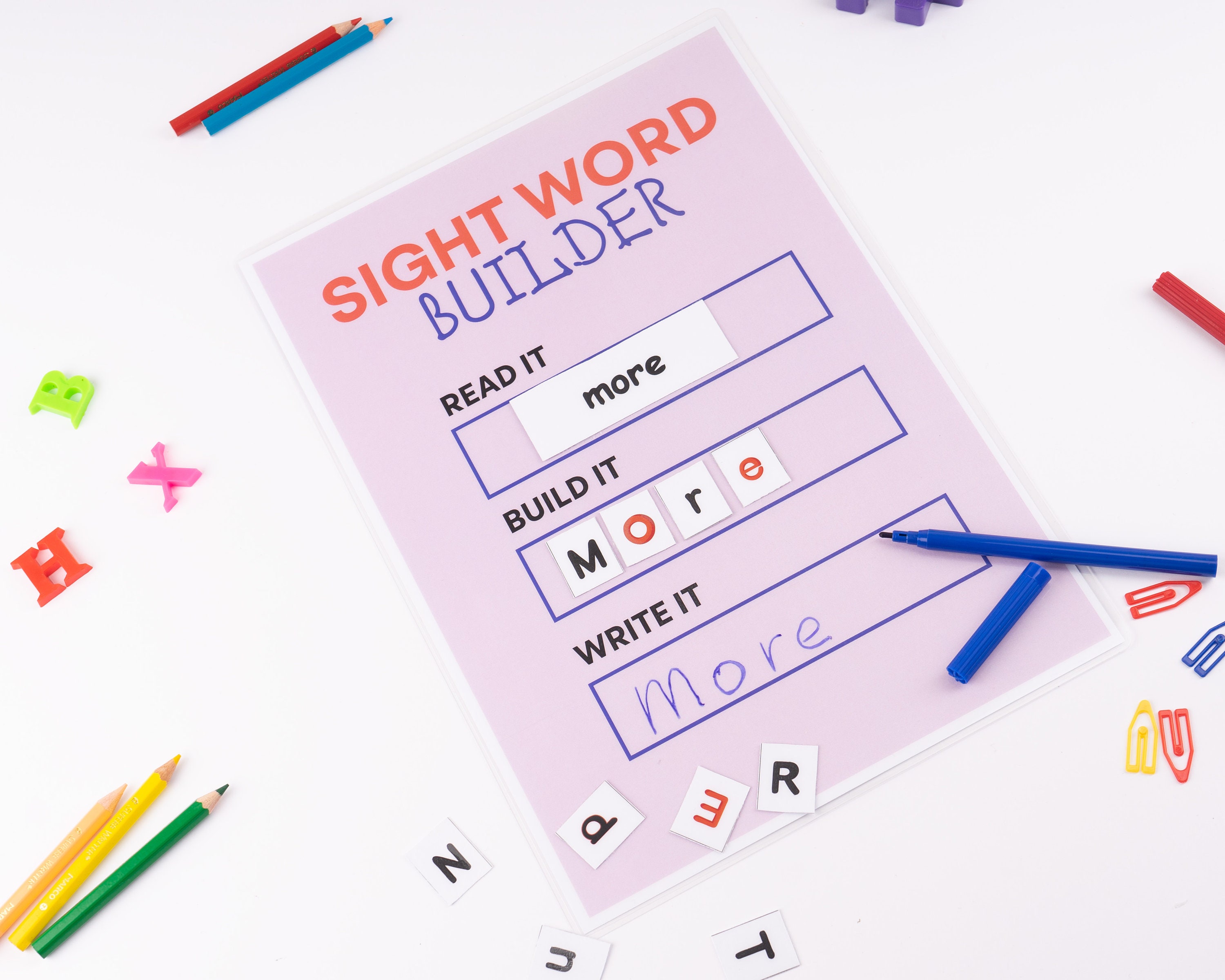 Sight Word Practice, Printable Spelling Game, Kindergarten Sight Words ...
