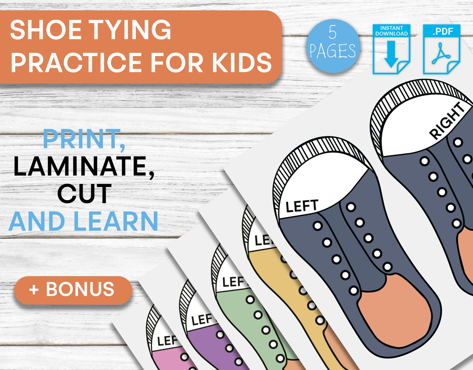 Learn to Tie Shoelaces With Fun and Games! Shoe-tying Practice Kit for ...