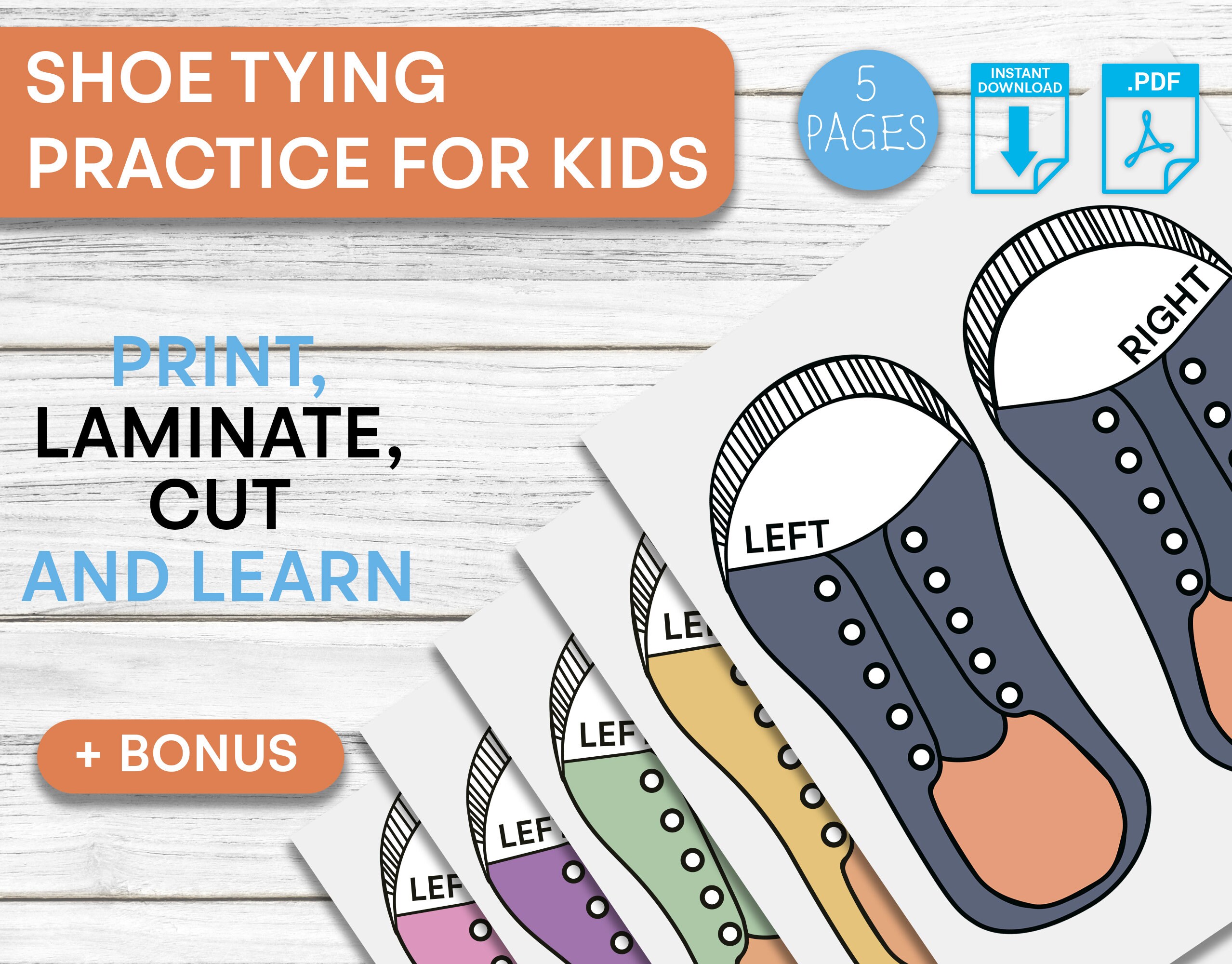 Learn to Tie Shoelaces With Fun and Games! Shoe-tying Practice Kit for ...