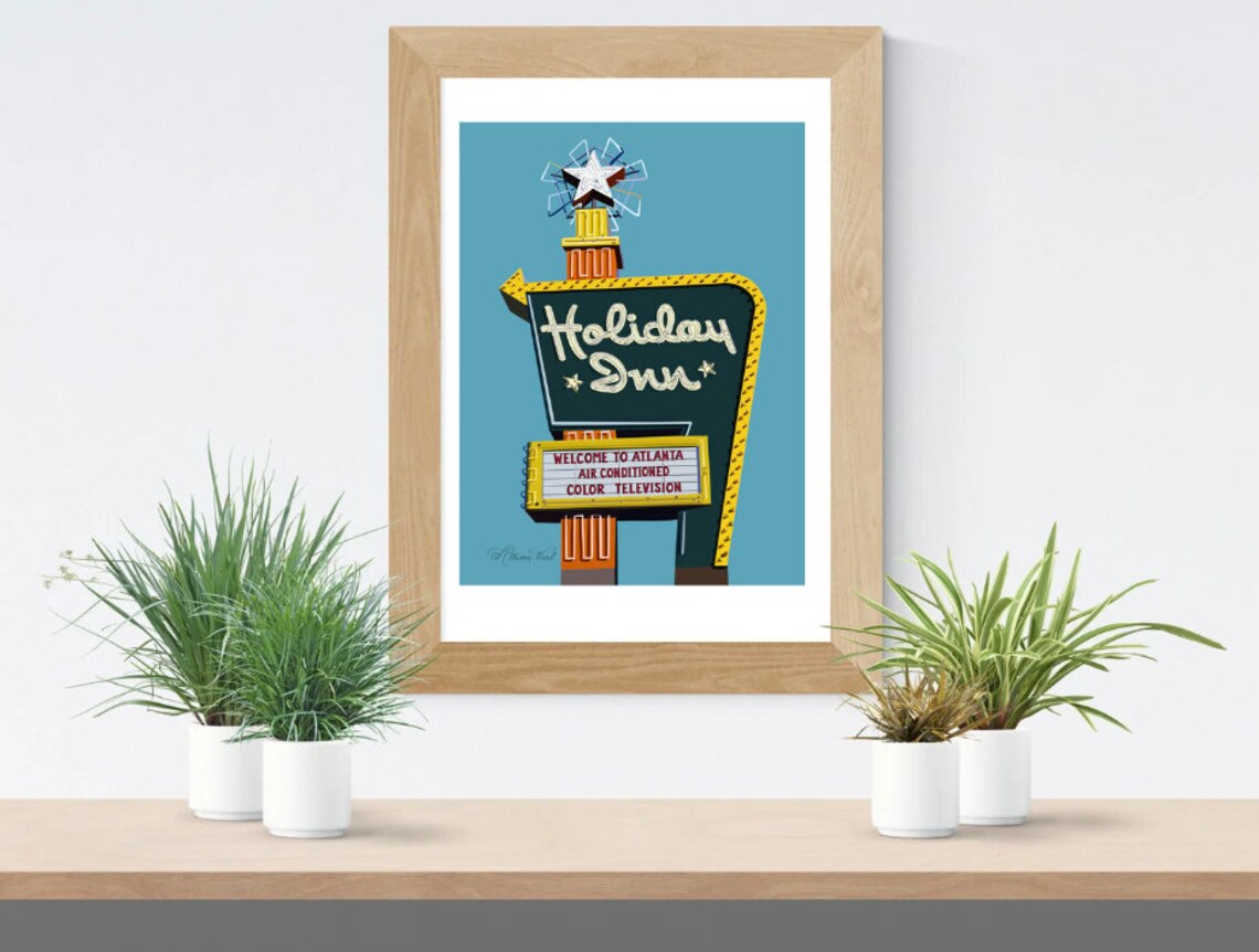 Holiday Inn Print Atlanta Art Neon Sign Wall Decor Vintage Sign Poster ...
