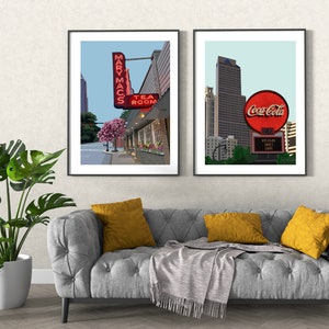 Atlanta Wall Art | Coke Sign Print | Georgia Painting | Atlanta Skyline ...