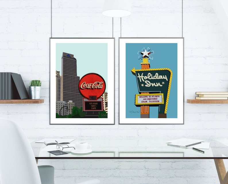 Holiday Inn Print Personalized Atlanta Art Neon Sign Wall Decor Vintage ...