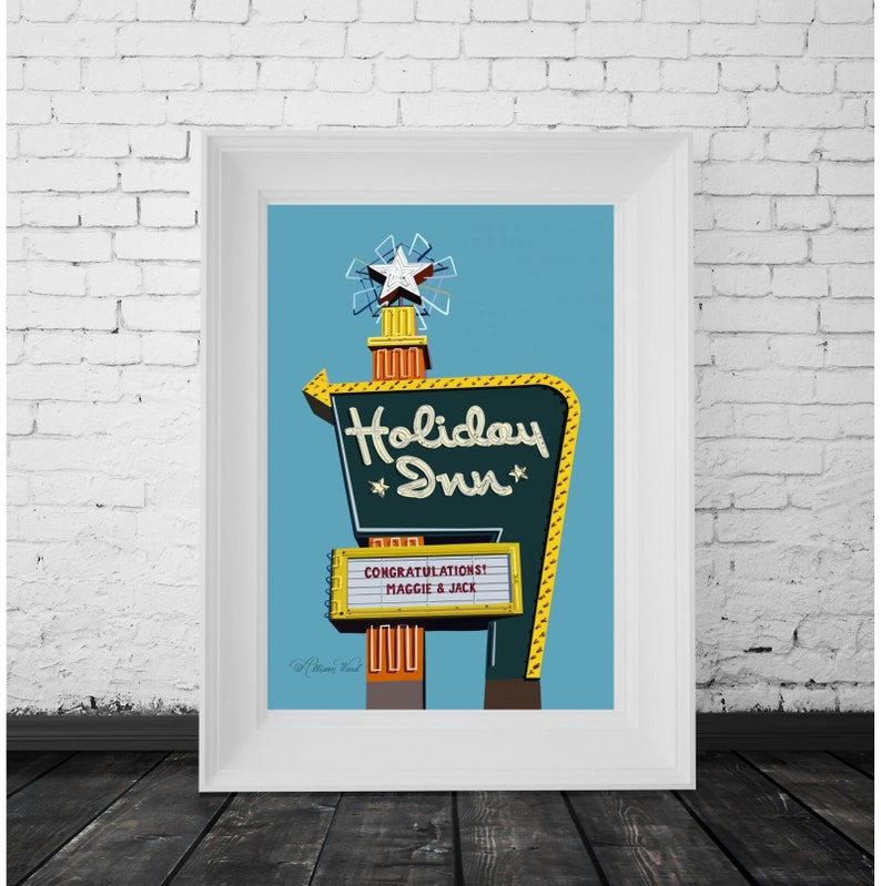 Holiday Inn Print Personalized Atlanta Art Neon Sign Wall Decor Vintage ...