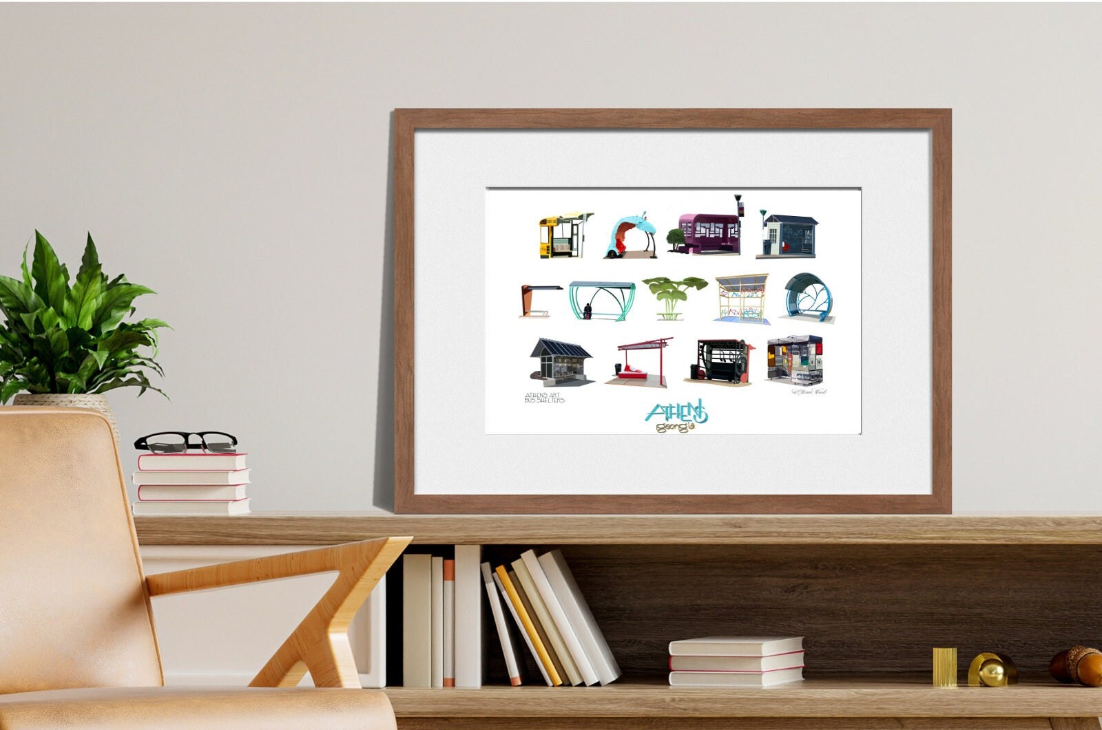 Athens Georgia Wall Art | Athens Bus Stops Print | Athens Decor - Etsy