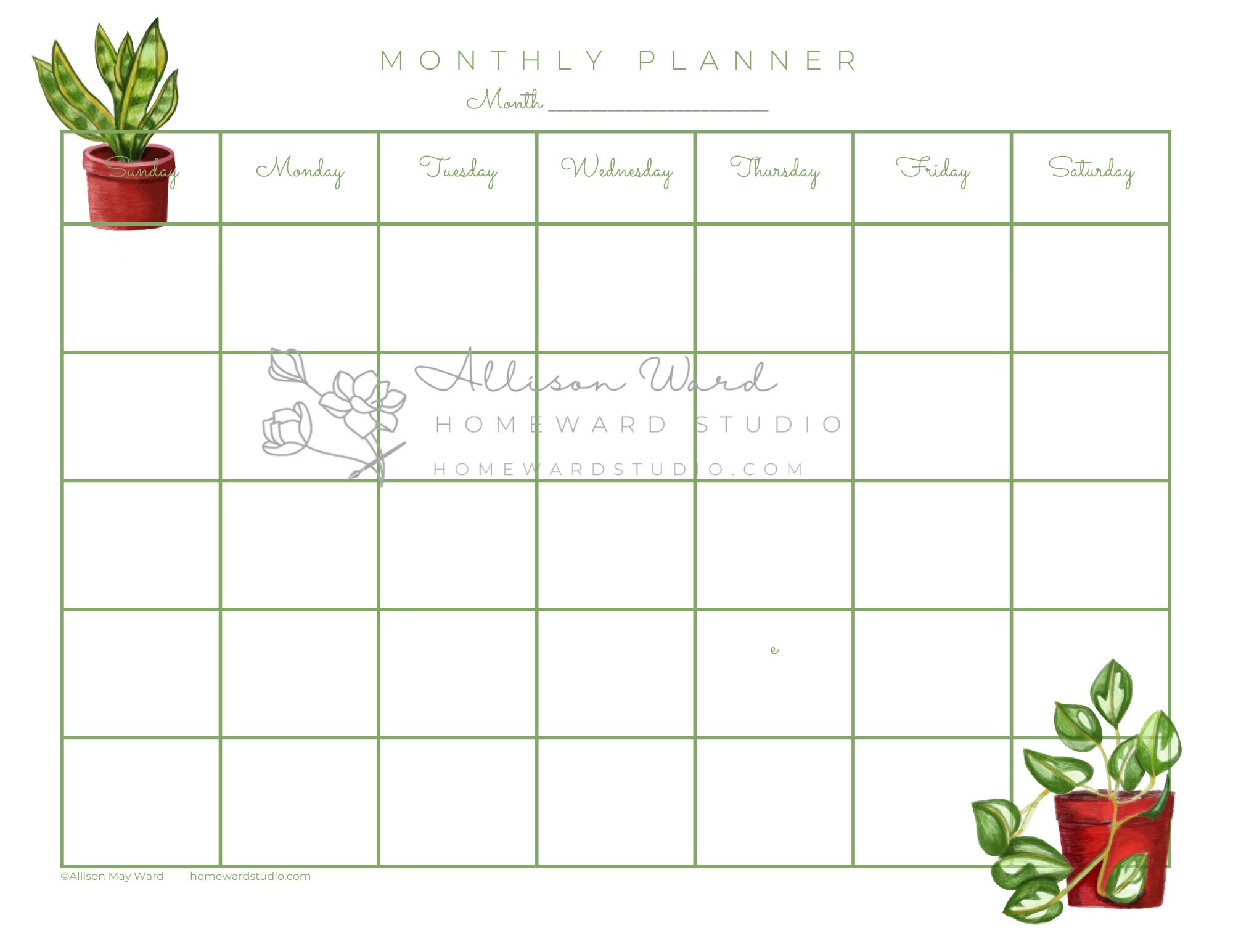 Monthly, Weekly, and Daily Planner | Digital Download | House Plant ...